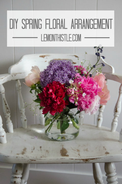 DIY Spring Floral Arrangement- Farmers Market Style - Lemon Thistle