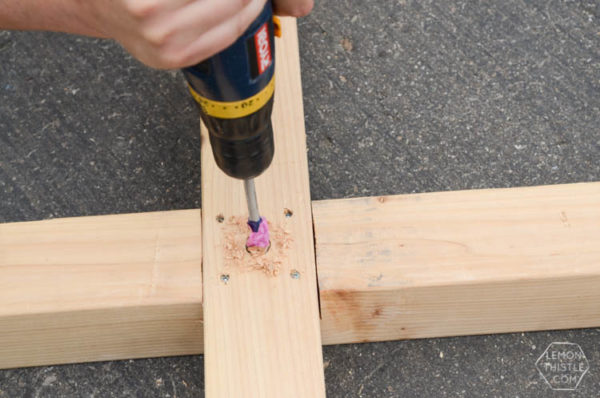 DIY X Leg Patio Table with Pipe Trestle - Lemon Thistle
