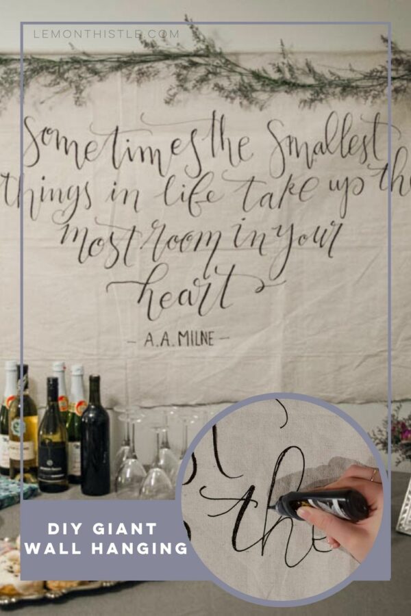 A Giant DIY Wall hanging (the best way to letter on fabric!) - Lemon ...