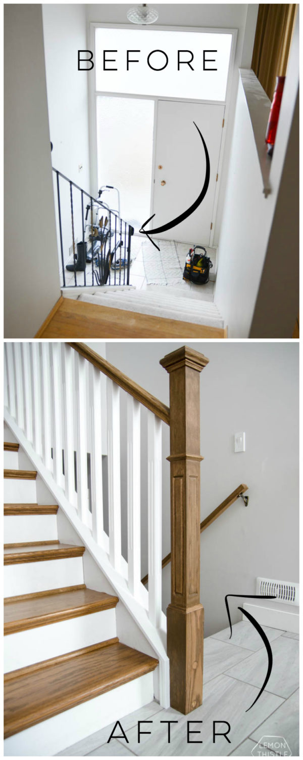 How to install a wooden handrail on split level stairs - Lemon Thistle
