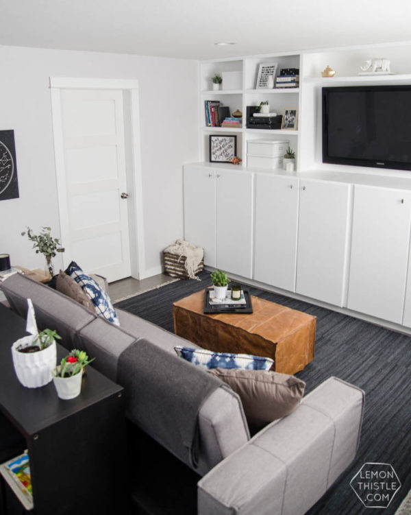 Basement Rec Room Before & After - Lemon Thistle