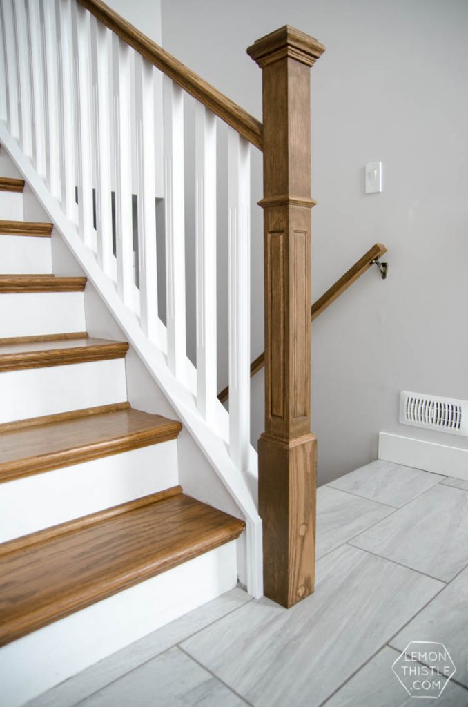 How to install a wooden handrail on split level stairs - Lemon Thistle
