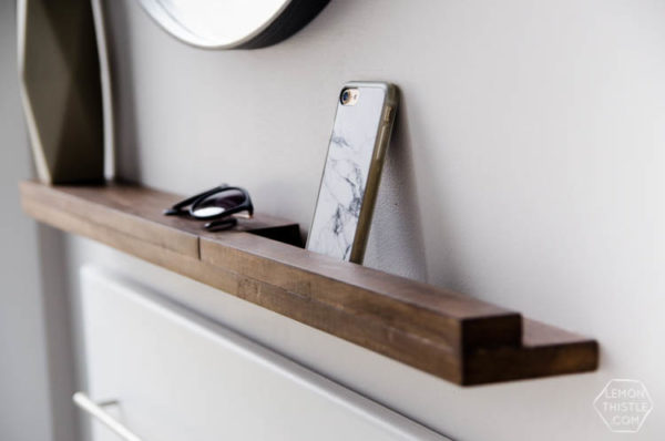 DIY Thin Modern Wood Shelf (With Partial Ledge) - Lemon Thistle