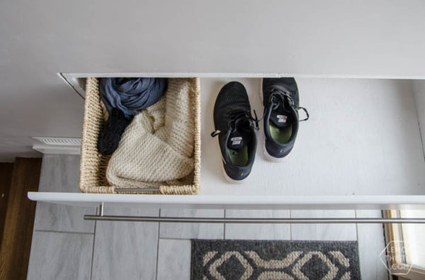 DIY Shoe Storage for a Split Level Entry - Lemon Thistle
