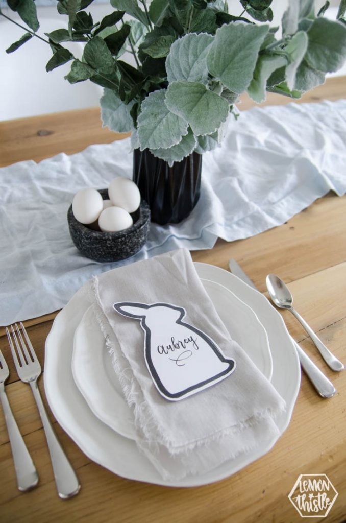 Modern Easter Tablescape with Printable Place Cards - Lemon Thistle