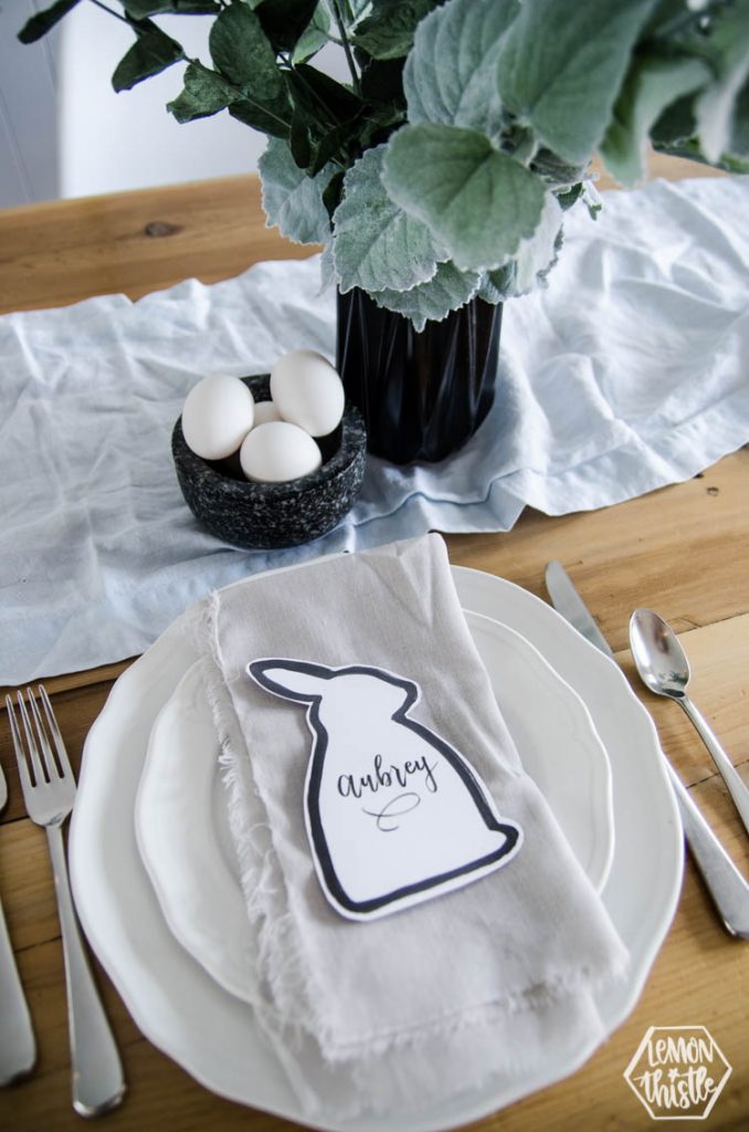 Modern Easter Tablescape with Printable Place Cards - Lemon Thistle