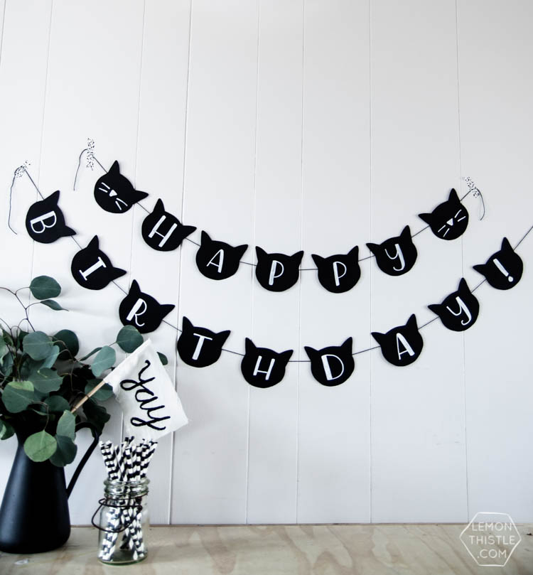 DIY Cat Banner - Cat Birthday Party Decor - Lemon Thistle