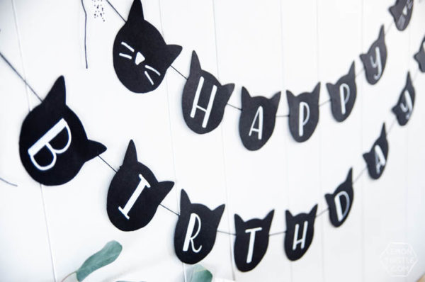 DIY Cat Banner - Cat Birthday Party Decor - Lemon Thistle