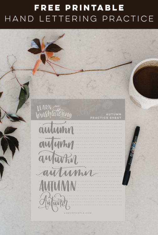 Autumn Hand Lettering Practice Sheet - Free Printable! - Lemon Thistle