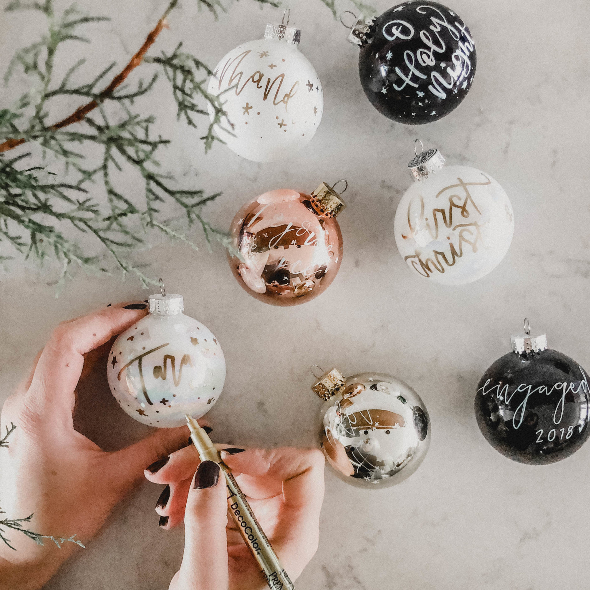 DIY Handlettered Ornaments - 3 Ways to Make Them! - Lemon Thistle