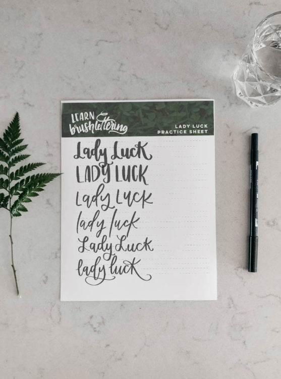 Lady Luck Printable Handlettering Practice Sheet! - Lemon Thistle