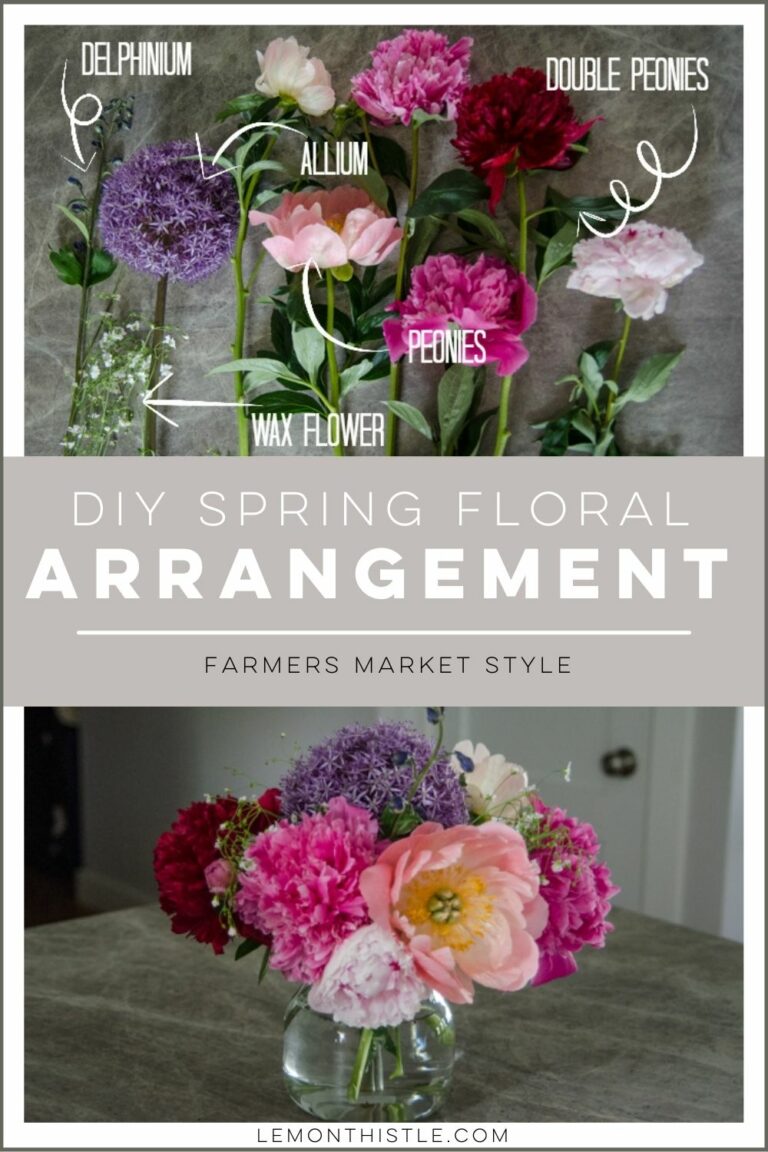 DIY Spring Floral Arrangement- Farmers Market Style - Lemon Thistle