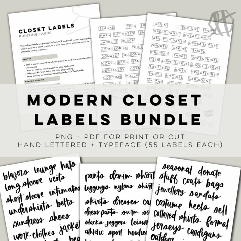 Modern Closet Labels Bundle - Lemon Thistle